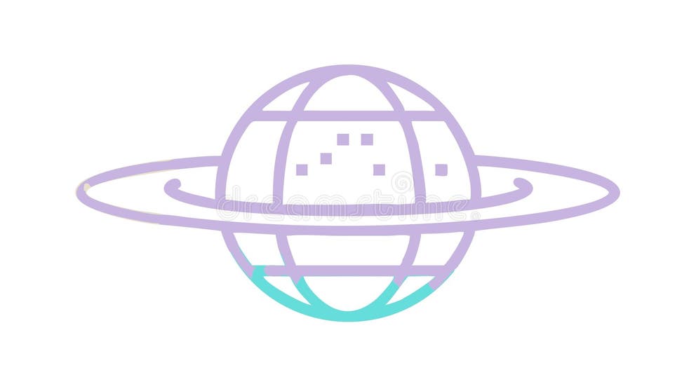 Connected Globe and Ring Icon, Global Technology, Networked World ...