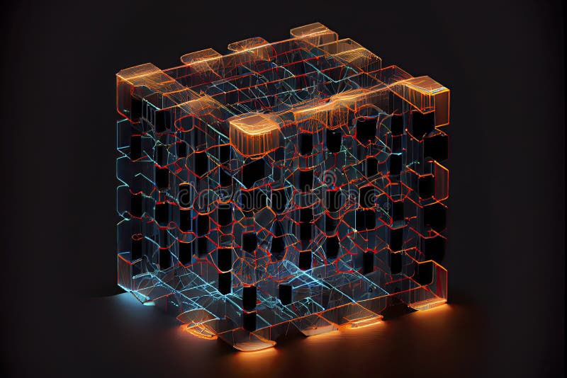 Connected Glowing 3d Grid, Digitalization, Wave, Network Created Stock ...