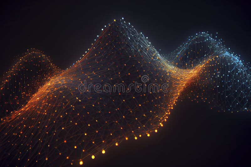 Connected Glowing 3d Grid, Digitalization, Wave, Network Created Stock ...