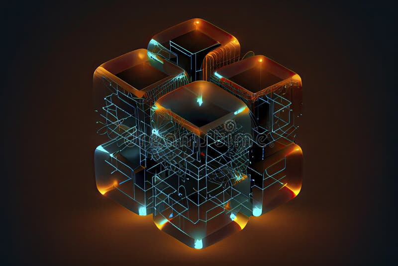 Connected Glowing 3d Grid, Digitalization, Wave, Network Created Stock ...