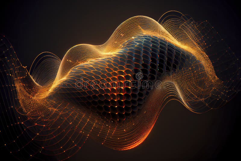 Connected Glowing 3d Grid, Digitalization, Wave, Network Created Stock ...