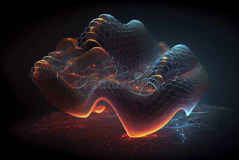 Connected Glowing 3d Grid, Digitalization, Wave, Network Created Stock ...