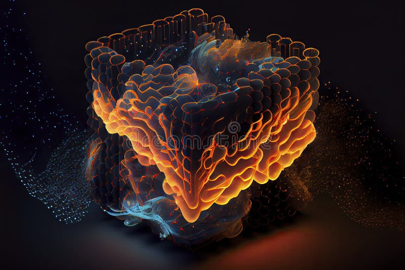 Connected Glowing 3d Grid, Digitalization, Wave, Network Created Stock ...