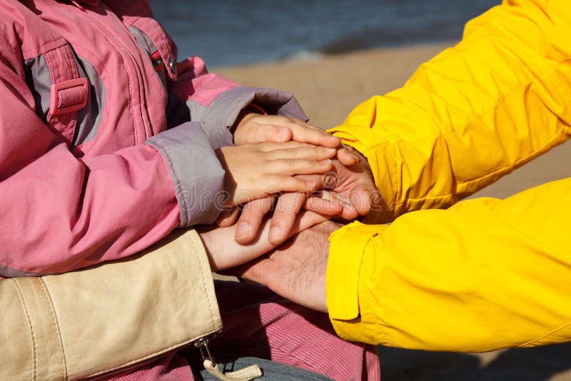 Connected Hands of Family As Support Sign Stock Image - Image of ...