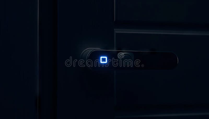 Modern Smart Home Security Device with Illuminated Blue Indicator ...