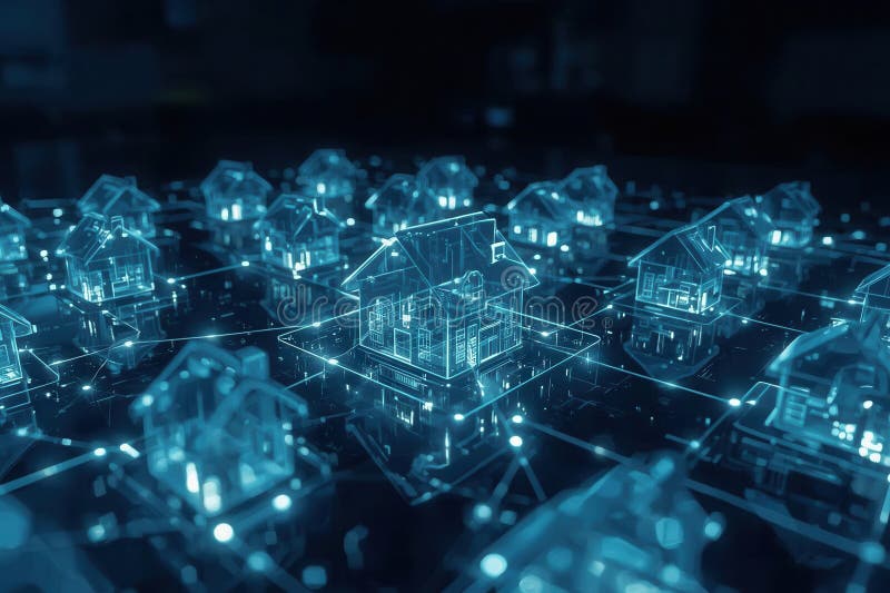 Connected Homes in a Digital Network, Symbolizing Smart Technology ...
