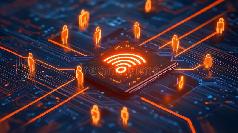 Connected Human Networks through Wireless Technology Hub Stock ...