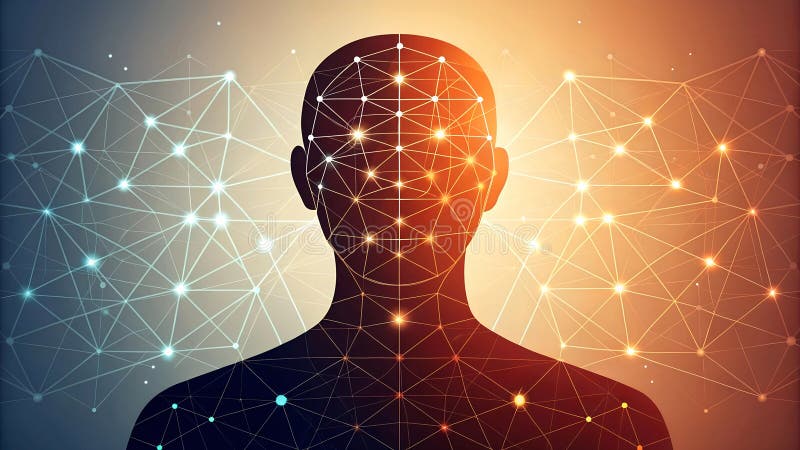 Connected Human Silhouette, Interconnected Nature of AI Stock Photo ...