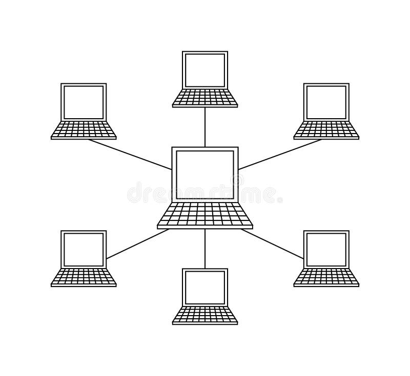 Connected laptops stock illustration. Illustration of chat - 9993919