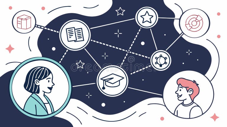 Connected Learning Network, Ideas, Books, and Academic Growth, Vector Design Generative AI Stock ...