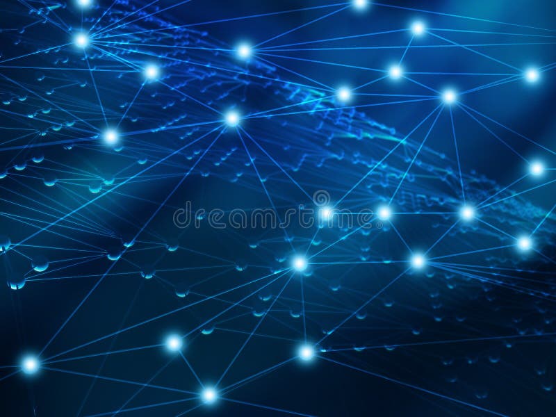 Connected Lines Background on Blue Background, Social and N Stock ...