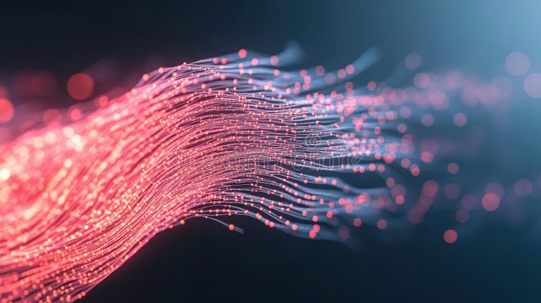 Connected Lines Flowing with Glowing Points Representing Neural ...