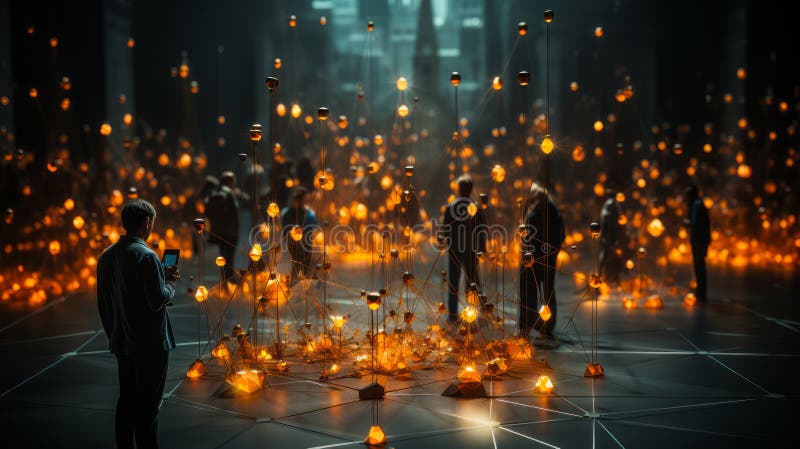 Connected Lives Illustration of People Interlinked in a Network Stock ...