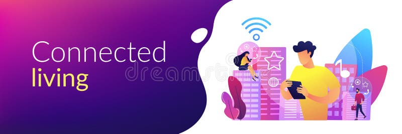 Connected Living Concept Banner Header. Stock Vector - Illustration of ...