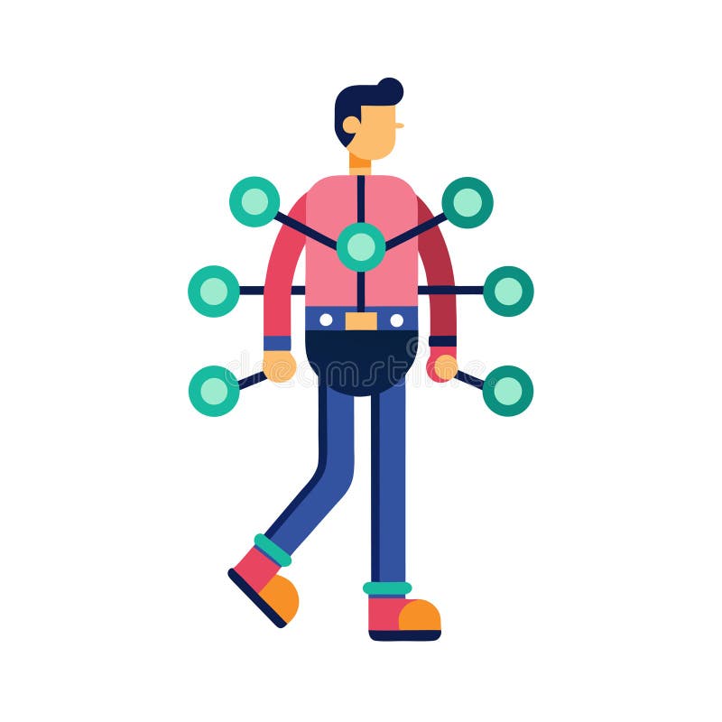 Connected Man Vector Illustration: Social Media, Networking, and ...