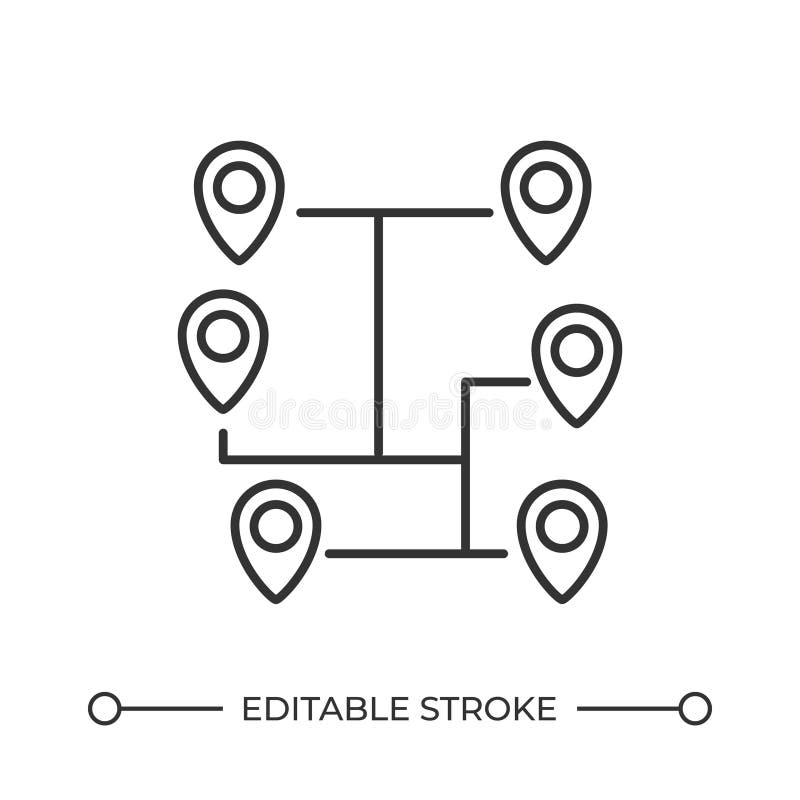 Connected Map Pins Line Icon Stock Illustration - Illustration of logo ...