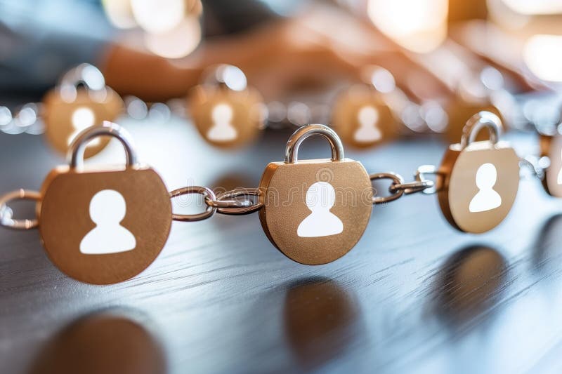 Connected Metal Padlocks on Wooden Table Stock Photo - Image of rustic ...