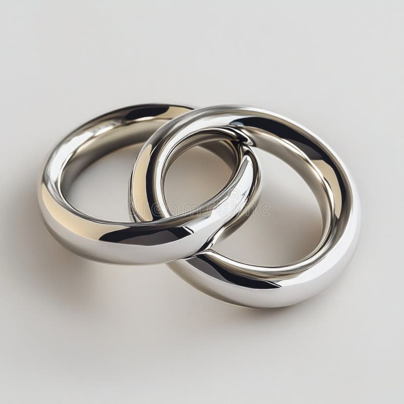 Connected Metal Rings on White Background Symbolizing Unity and ...