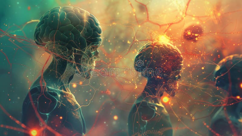 Connected Minds, Synapses, Ideas Merge Seamlessly, AI Generated Stock ...