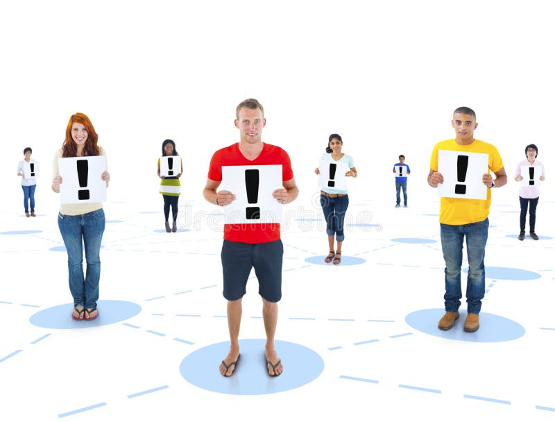 Connected Multiethnic People Holding an Exclamation Mark Stock Photo ... Connected Multiethnic People Holding an Exclamation Mark Stock Photo ...