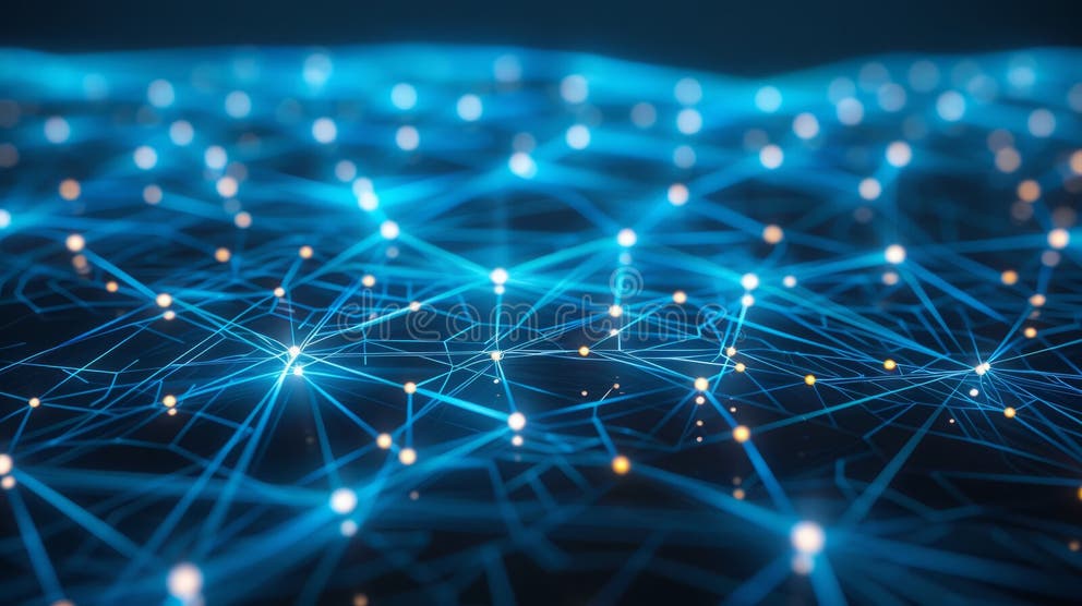 Connected Network: Abstract Data Nodes, Digital Communication Grid ...