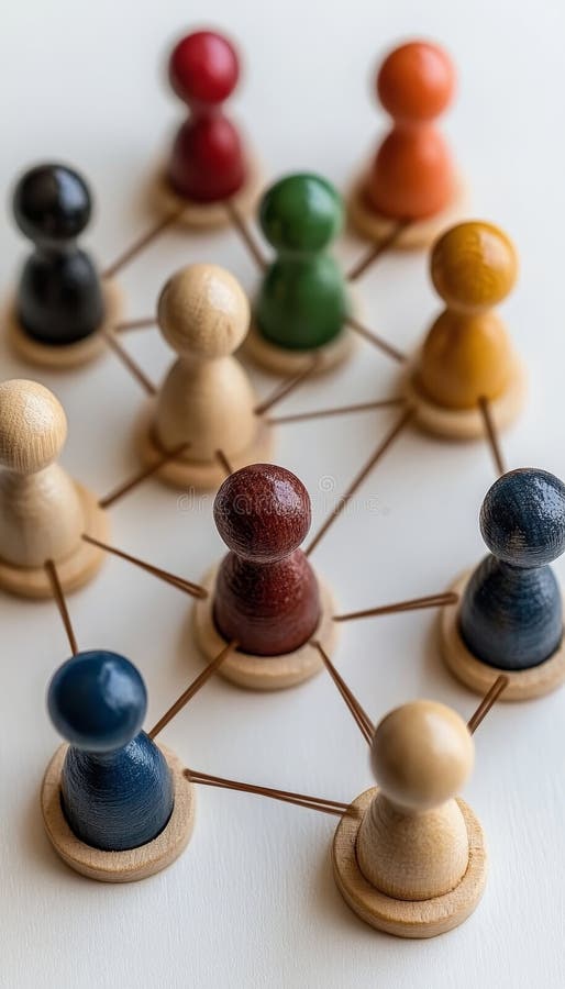 Connected Network Diverse Figures Linked Together, Representing Global ...