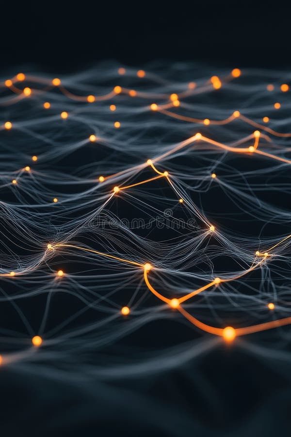 Connected Network Glowing Points Gray Lines Abstract Background ...