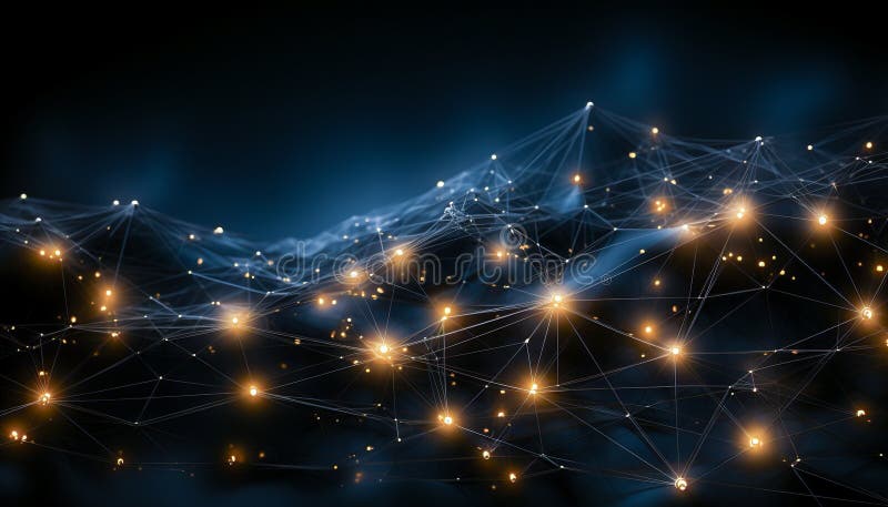 Connected Network Graphic on a Black Screen, AI Generated Stock ...
