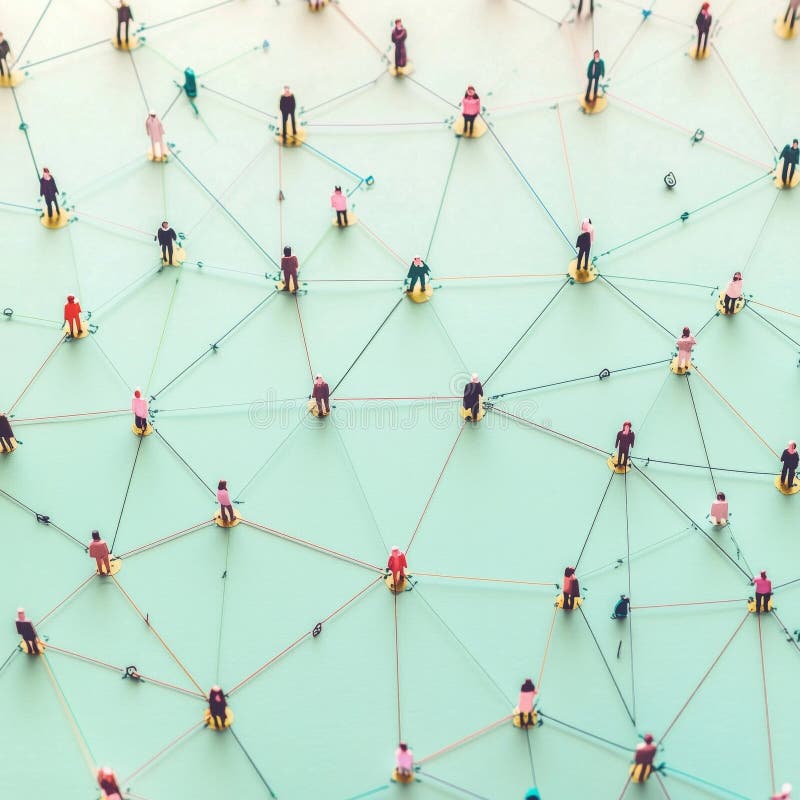 Connected Network Of Miniature Figures On Green Surface Symbolizing Global Interaction And