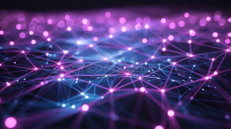 Connected Network: Nodes, Lines, and Glowing Connections Stock ...