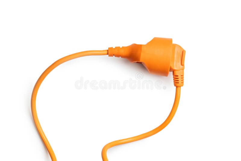 Connected Orange Electric Plug Isolated on White Background Stock Photo ...