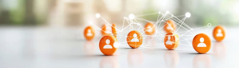 Connected Orange People, Vibrant Depiction of Social Network ...