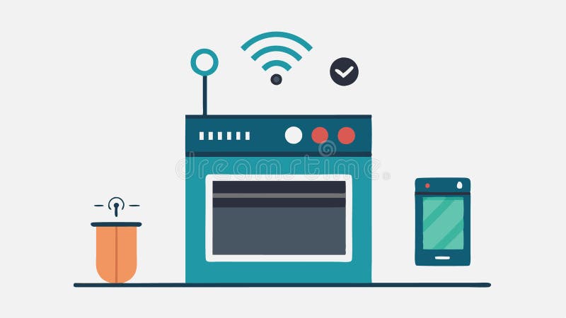Connected Oven an Oven with WiFi Connectivity Symbols Featuring a ...