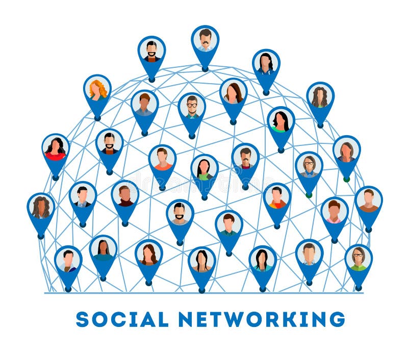 Connected People and Social Network Stock Vector - Illustration of ...