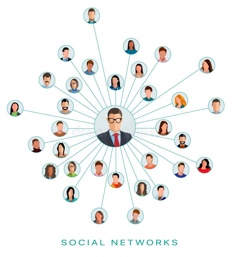 Connected People and Social Network Stock Vector - Illustration of ...