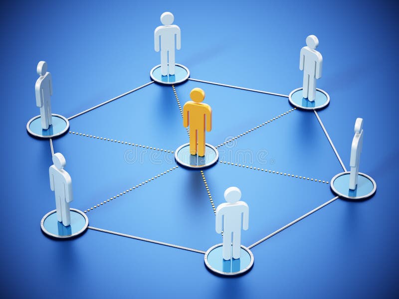 Connected People with a Stand Out Figure at the Center. 3D Illustration ...