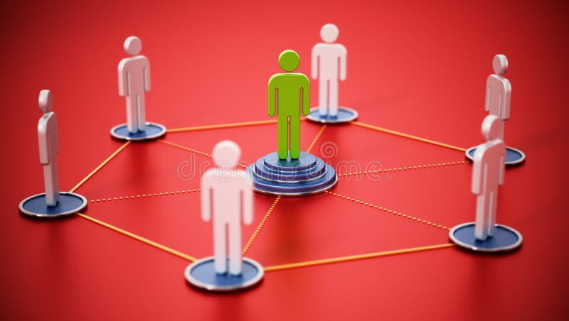 Connected People with a Stand Out Figure at the Center. 3D Illustration ...