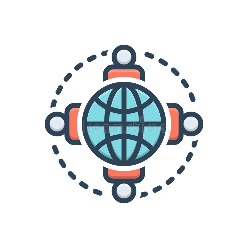 Color Illustration Icon for Connected Persons Around the Earth ...