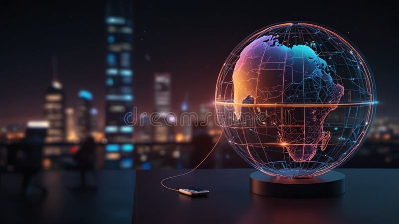 Connected Planet and AI-Powered Future Business Stock Illustration ...