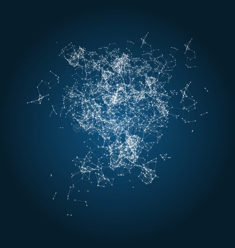 Connected Polygons Plexus Digital Geometric Background. Corrupted ...