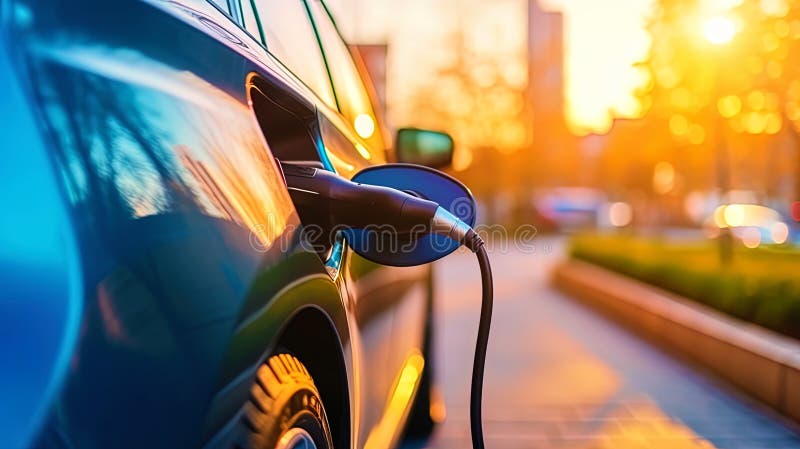 Connected Power To the Charger for an Electric Car Stock Illustration ...