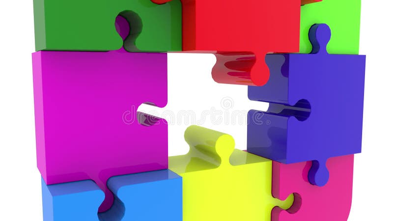 Connected Puzzle Pieces of One Continuous Line Drawn. Jigsaw Puzzle ...