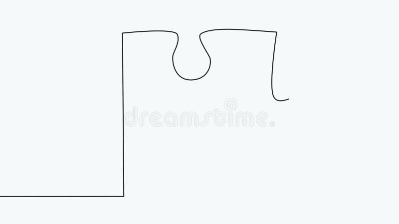 Connected Puzzle Pieces of One Continuous Line Drawn. Jigsaw Puzzle ...