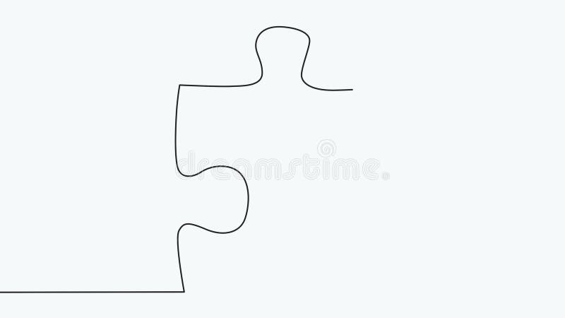 Connected Puzzle Pieces of One Continuous Line Drawn. Jigsaw Puzzle ...