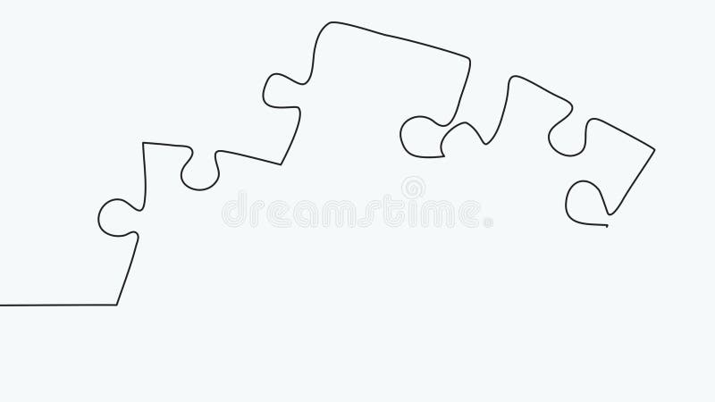 Connected Puzzle Pieces of One Continuous Line Drawn. Jigsaw Puzzle ...