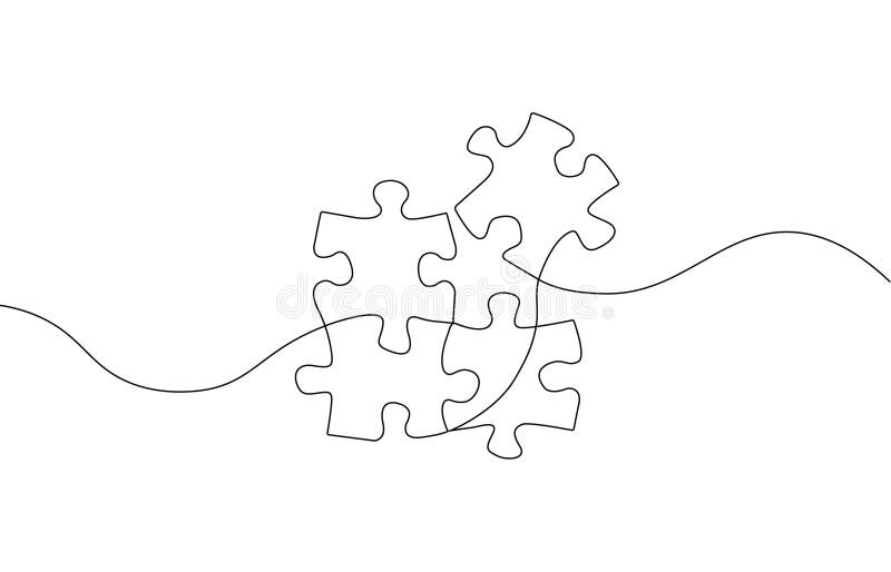 Continuous Line Puzzle Piece Stock Illustrations – 290 Continuous Line ...