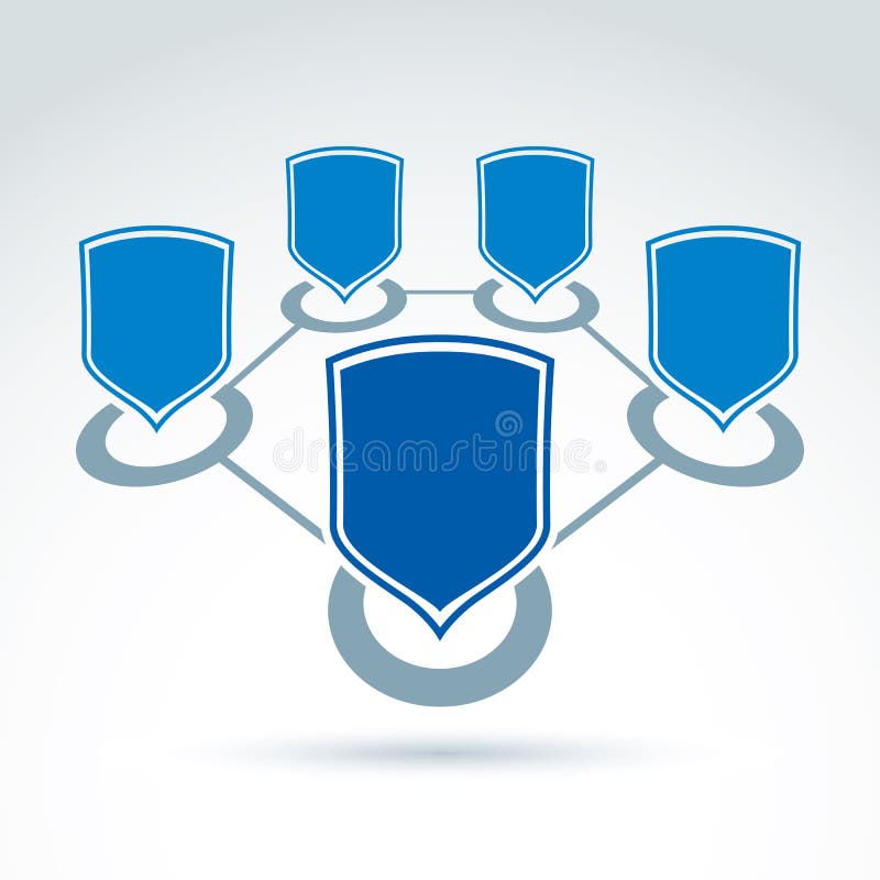 Connected Shields Vector Icon. Stock Vector - Illustration of element ...