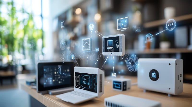 Connected Smart Devices Showcasing Wireless IoT Communication in a ...