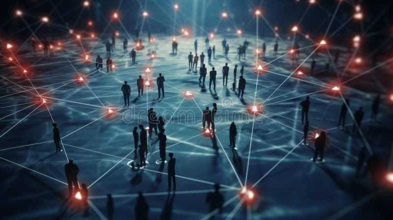 Connected Society: Digital Network of People in Cyberspace Stock ...