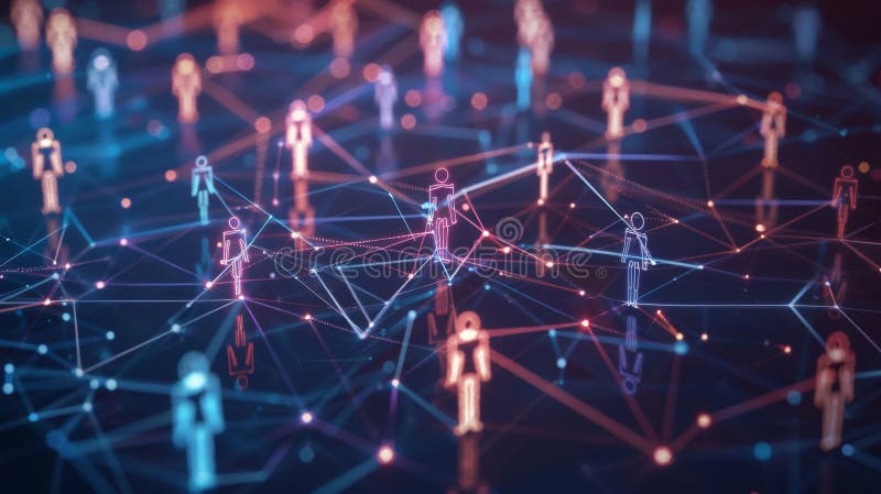 Connected Society: Digital Network of People in Cyberspace Stock ...